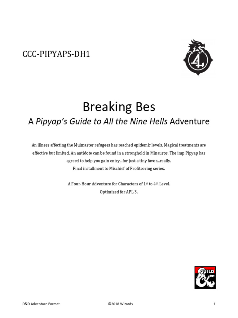 CCC-PIPYAPS-DH1 - Breaking Bes v1.1 | PDF | Dungeons & Dragons | Wizards Of The Coast