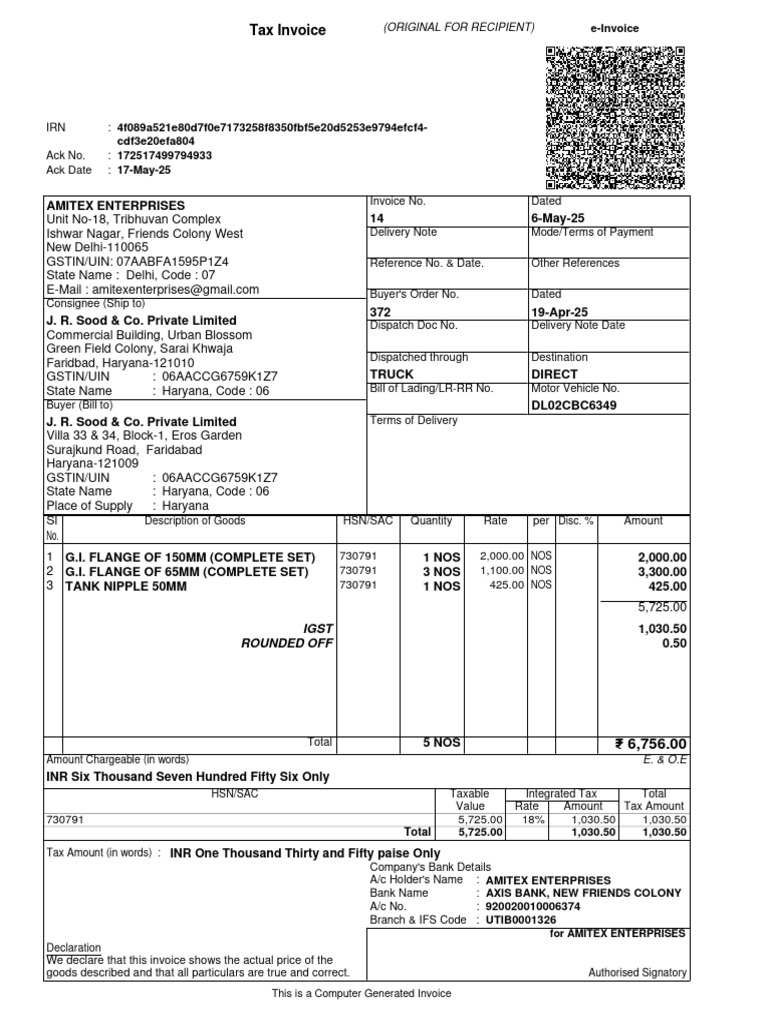 Invoice-Jr Sood and Co. PVT LTD | PDF | Government Finances | Payments