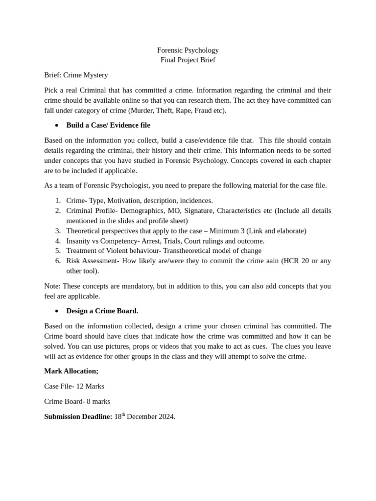 Forensic Psychology Final Project 27112024 013952pm | PDF