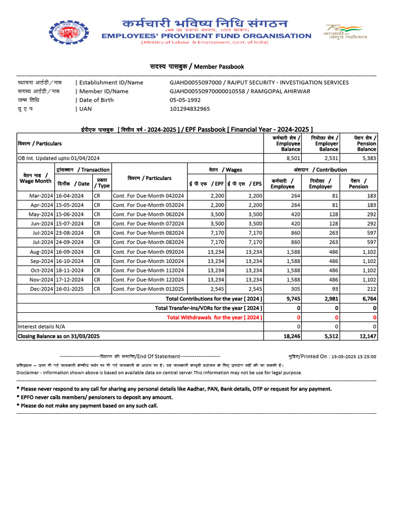 Gjahd00550970000010558 - 2024 PF Details | PDF | Employee Relations ...