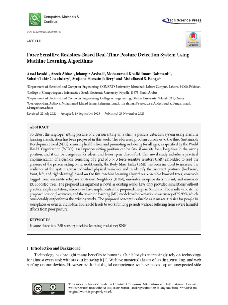 Force Sensitive Resistors-Based Real-Time Posture | PDF | Receiver ...