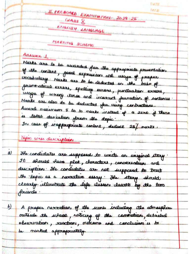 Marking Scheme (English Language) Class X 2nd Preboard (2024-25) | PDF