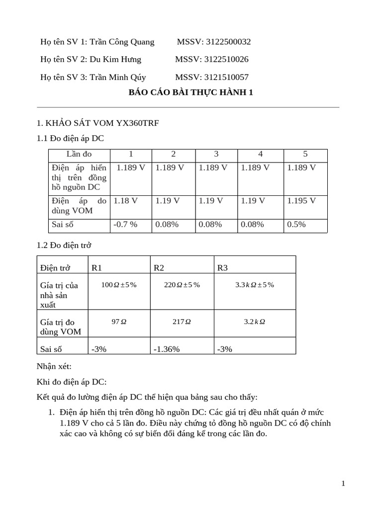 Ban4 850409 BaocaoTH1 Nhom1 | PDF