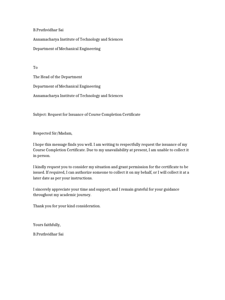 Course Completion Certificate Request | PDF