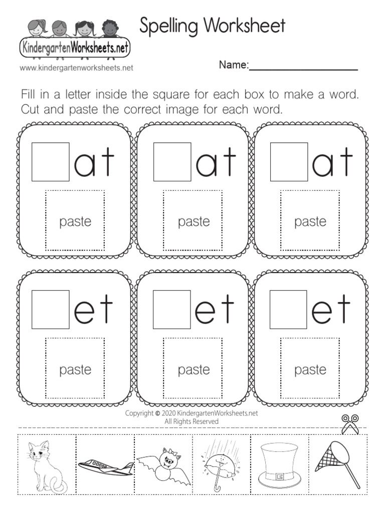 Kindergarten Spelling Worksheet | PDF