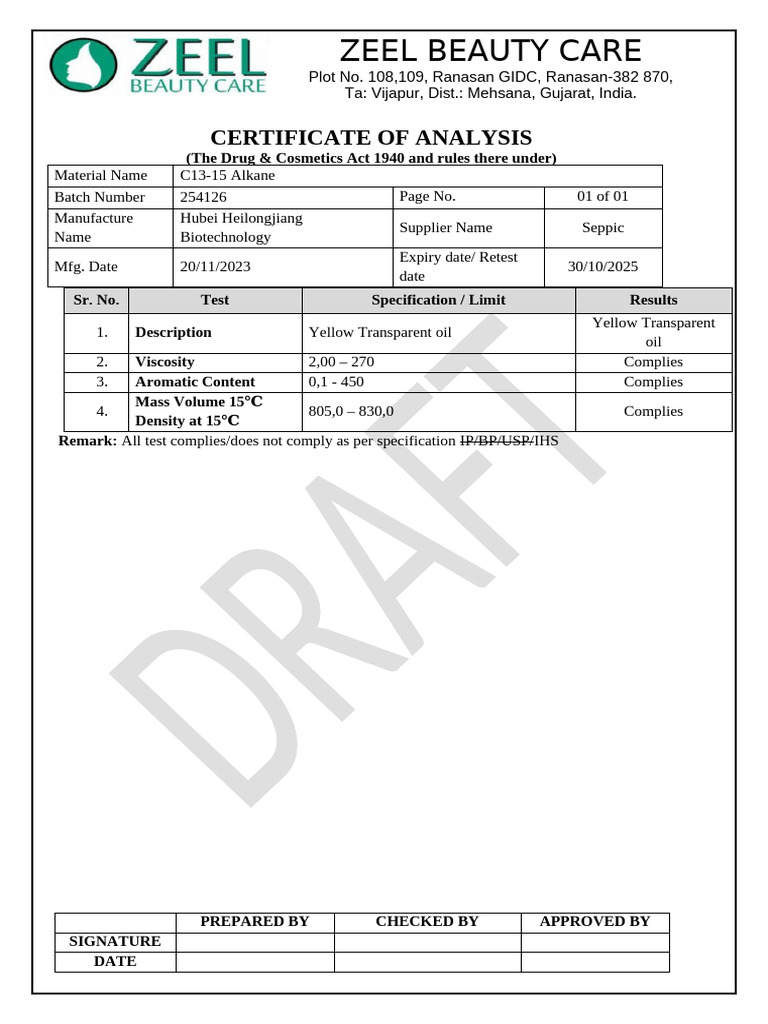 c13-15 Alkane Ihs Coa | PDF