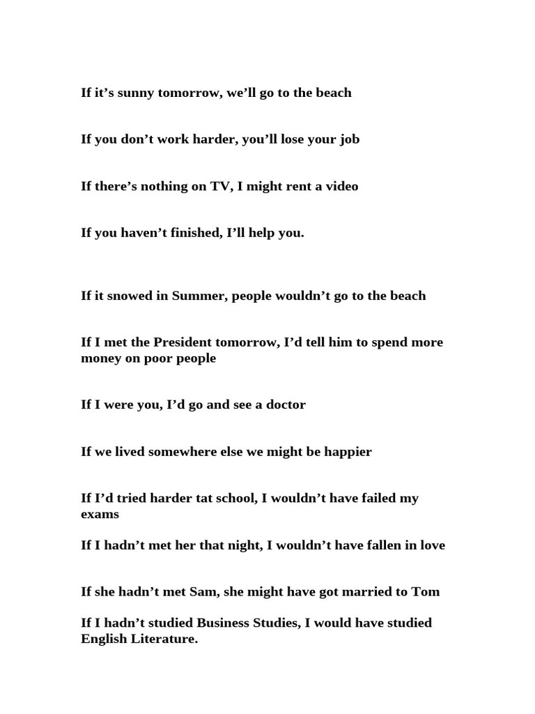 1st, 2nd, 3rd Conditionals Exercise | PDF