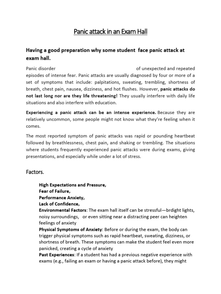 Panic Attack at Exam Hall | PDF | Panic Attack | Anxiety