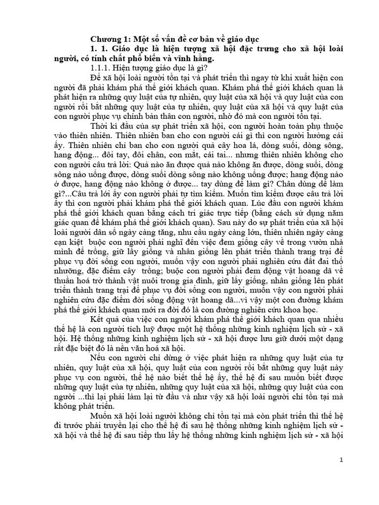 Đề cương GDH 1 | PDF