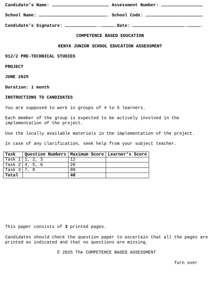 Grade 9 Pretechnical Paper 2 1 | PDF