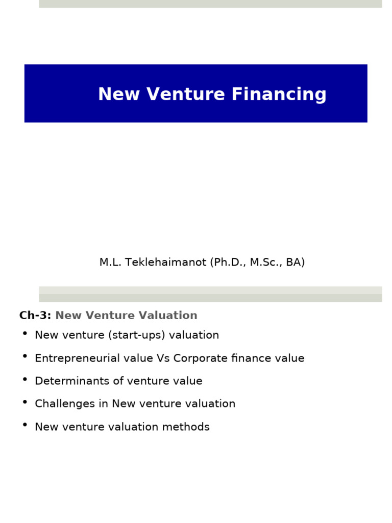 New Venture Financing Lecture Note (Ch-3) | PDF | Valuation (Finance ...
