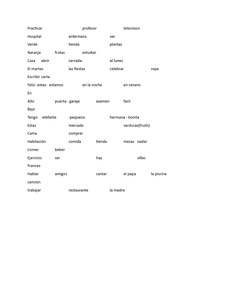 Crear Oraciones con Vocabulario Básico | PDF