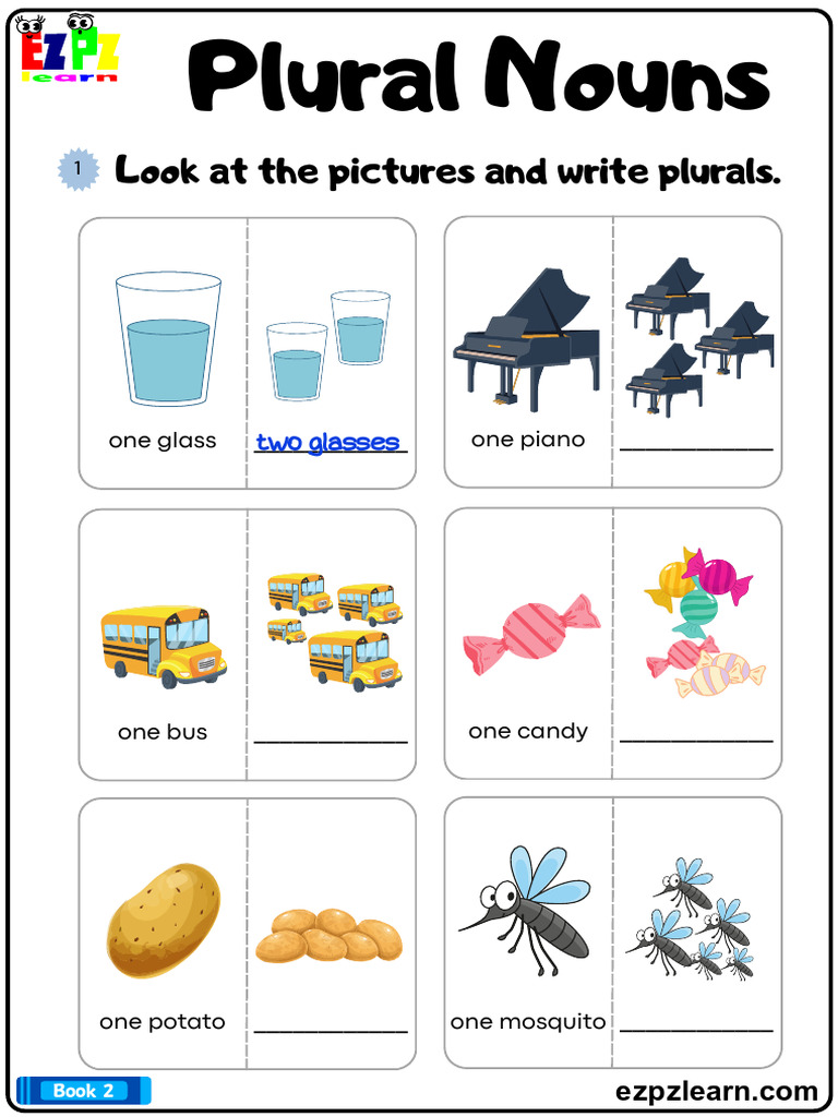 Plural Nouns Look at The Pictures and Write Plurals Bk2 | PDF