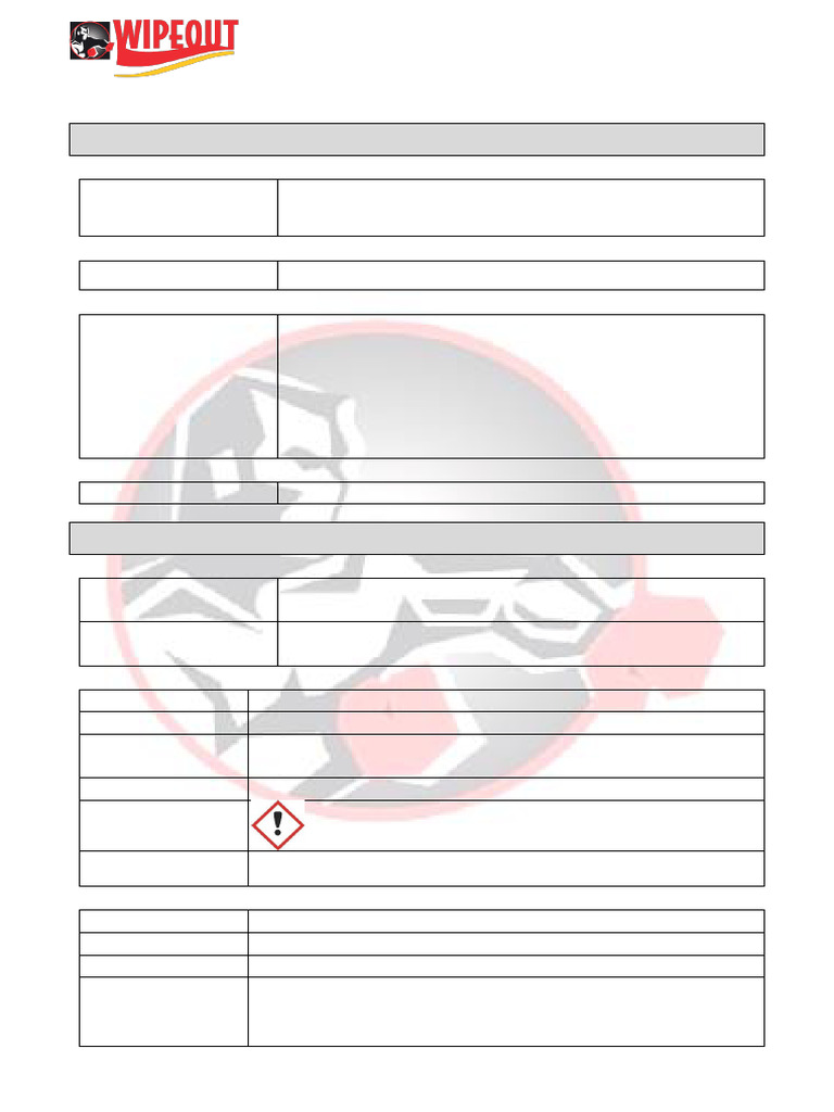 Wipeout MSDS Stain Remover W245 | PDF | Toxicity | Detergent