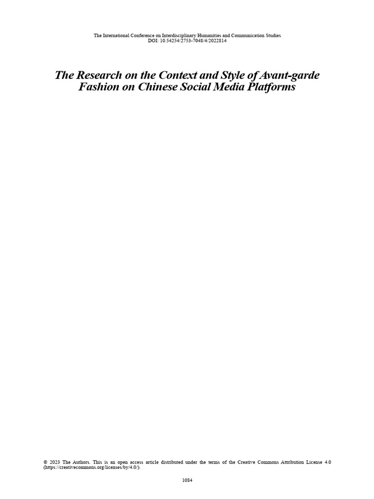 The Research On The Context and Style of Avant-Garde Fashion On Chinese ...
