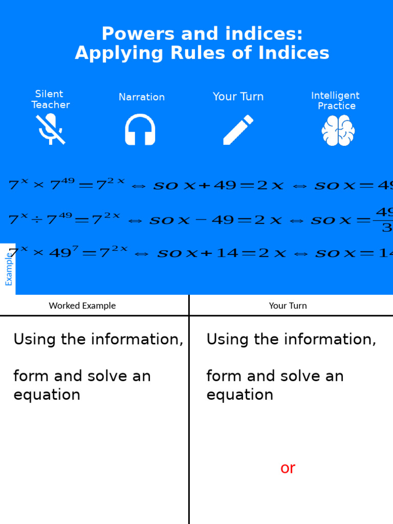 Applying Rules of Indices VT | PDF | Equations