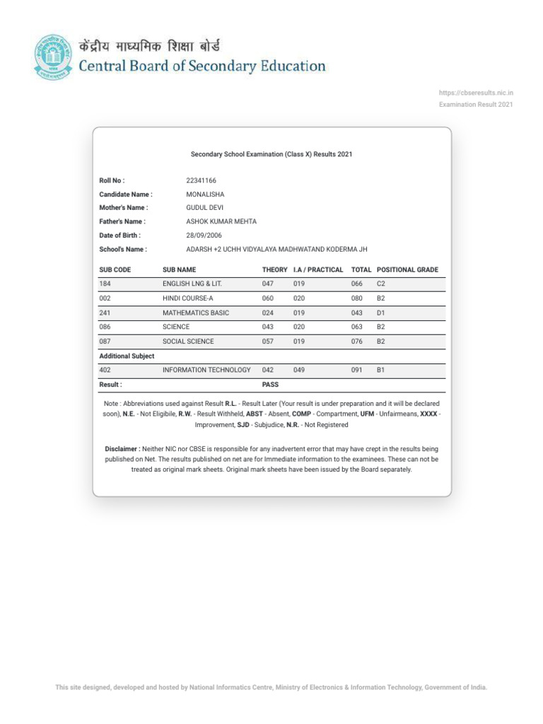 CBSE 10th Result 2021 Overview | PDF | Educational Assessment And ...