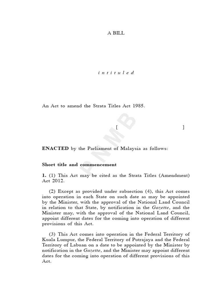 Strata Titles (Amdt) Bill 2012 | PDF | Land Lot | Justice