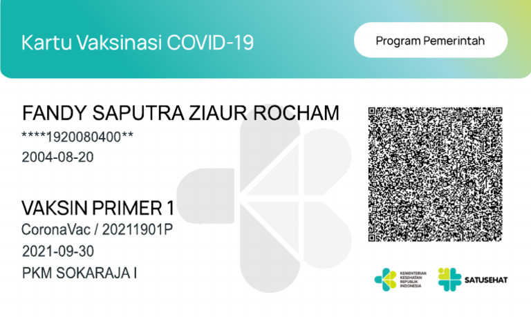 Sertifikat Vaksin Dosis 1 Fandy 122 | PDF