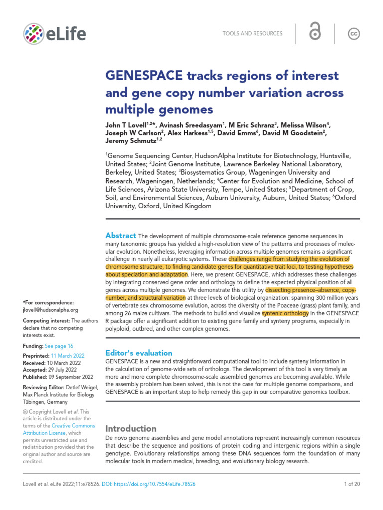 GENESPACE Tracks Regions of Interest | PDF | Gene Duplication | Gene