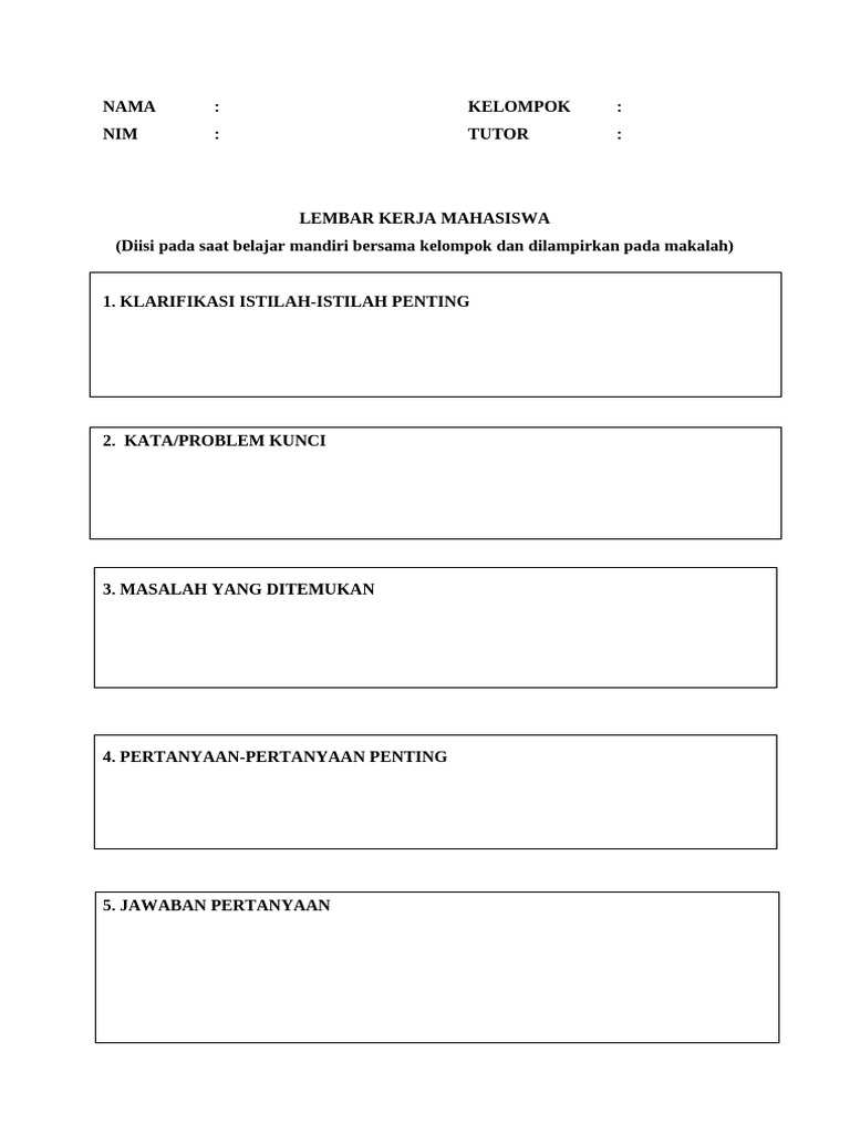 Lembar Kerja Mahasiswa KMB II | PDF