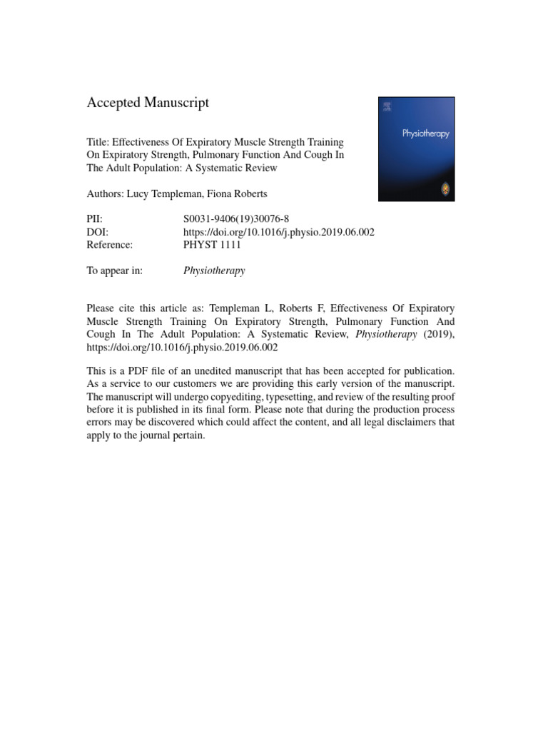 Effectiveness of Expiratory Muscle Strength Training On Expiratory ...