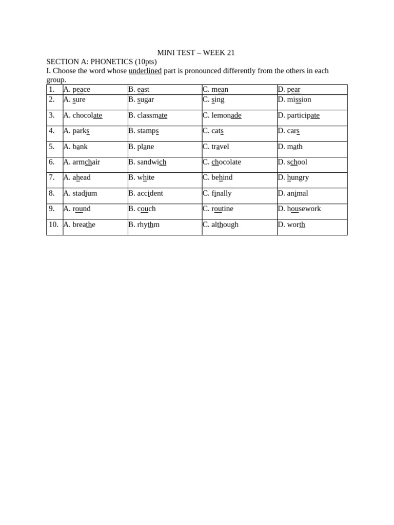 Mini Test | PDF