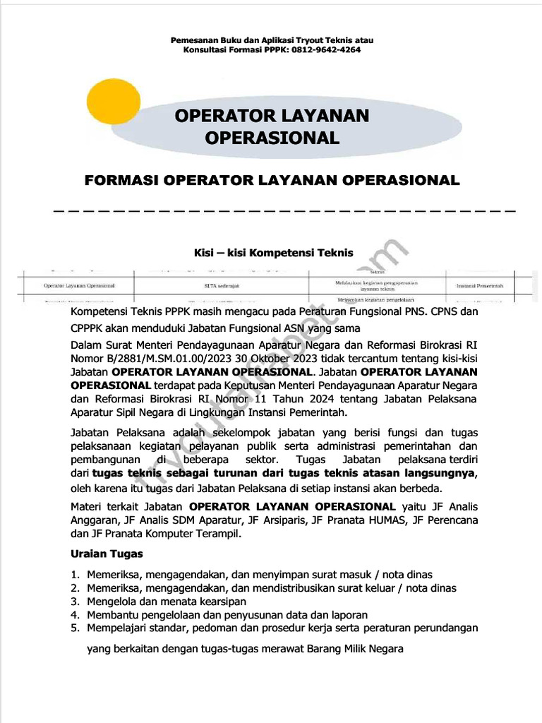 Operator Layanan Operator Layanan Operasional Operasional | PDF