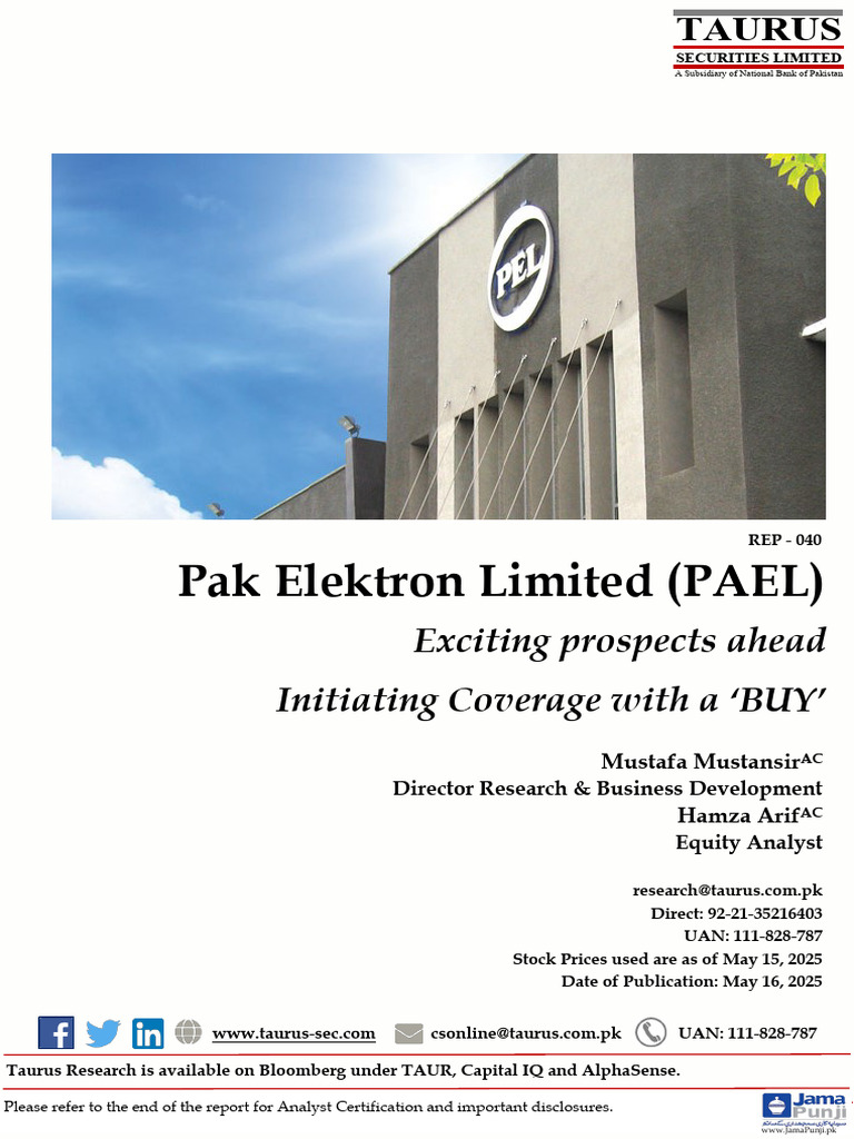 Pak Elektron Limited (PAEL) - Exciting Prospects Ahead Initiating ...