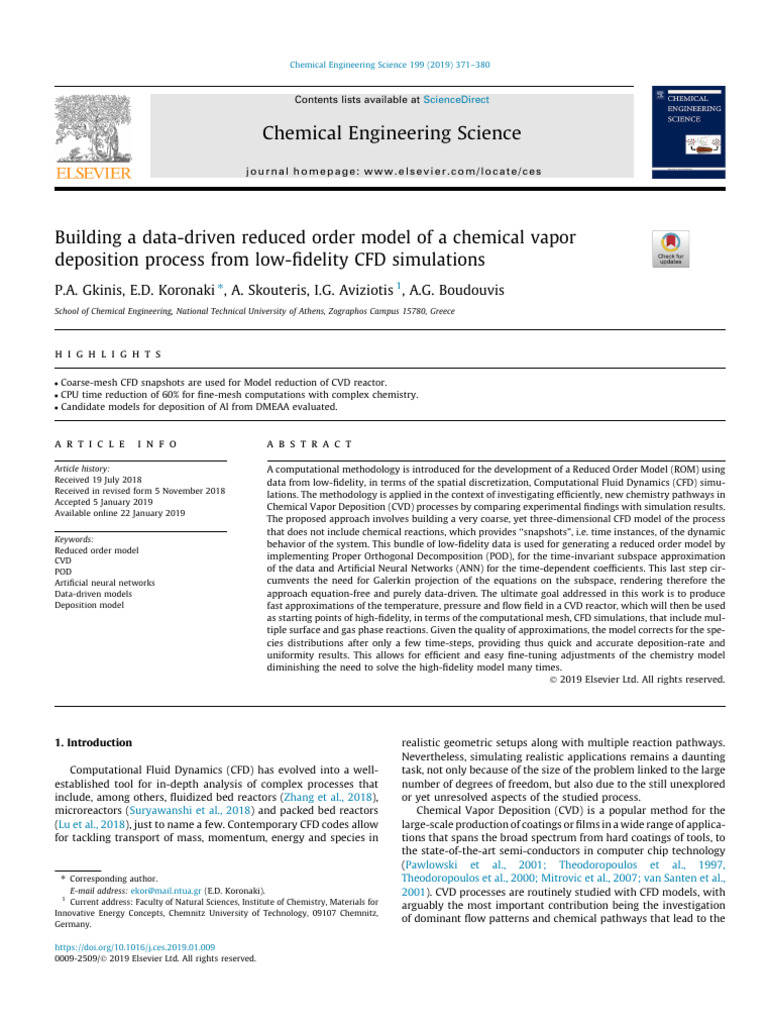 Building A Data-Driven Reduced Order Model of A Chemical Vapor Deposition Process From Low ...