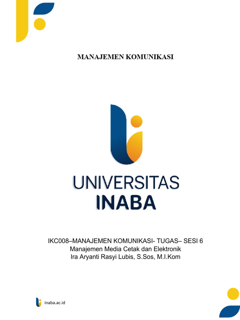IKC008 Manajemen Komunikasi Tugas Sesi 6 | PDF