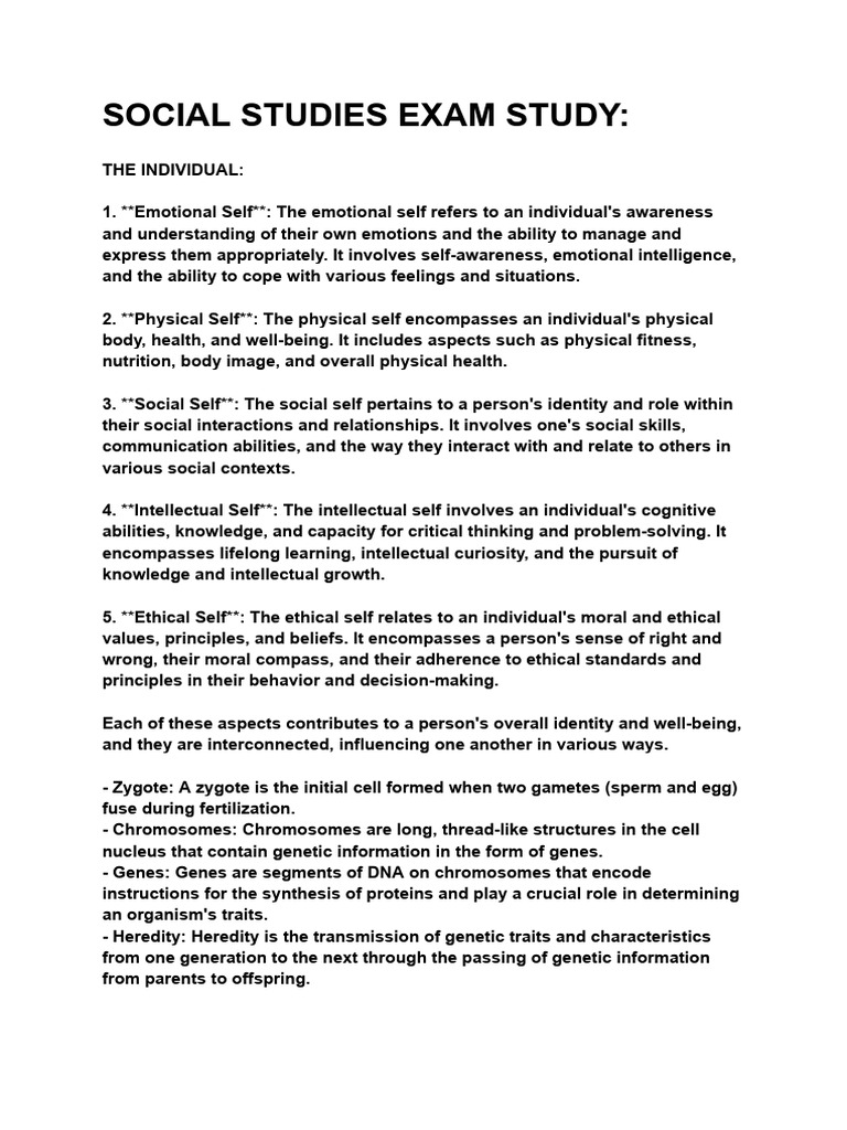 Social Studies Exam Study | PDF | Juvenile Delinquency | Family
