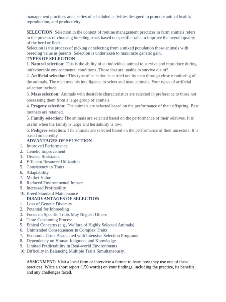 Management Practices of Farm Animals | PDF | Natural Selection | Goat