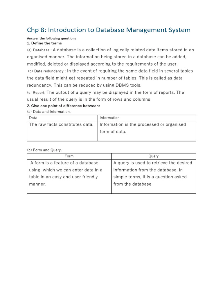 Chp-8-Introduction To Database Management System | PDF | Databases | Relational Model