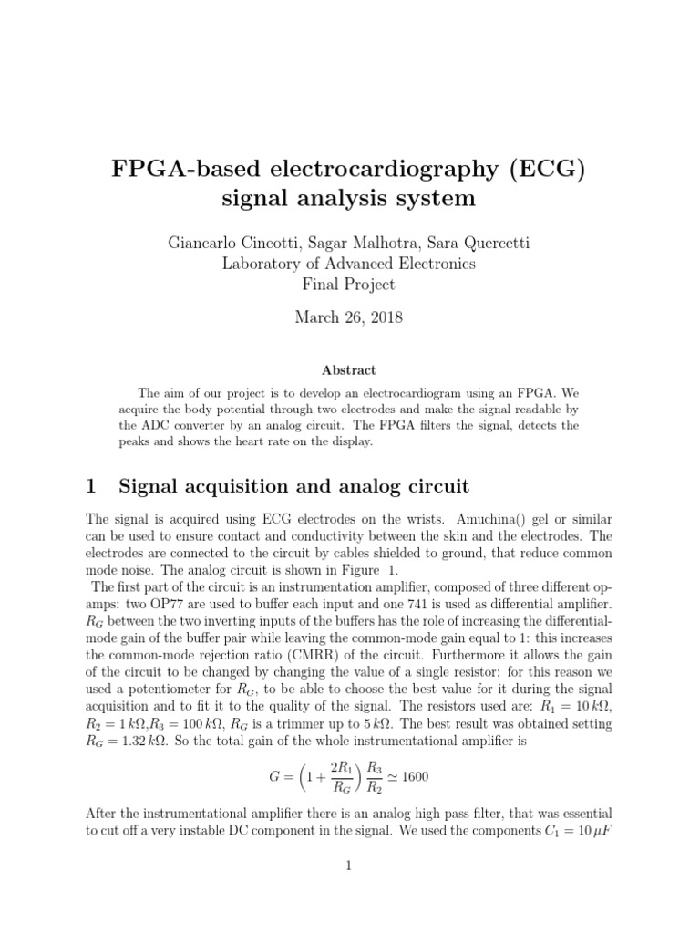 FinalProject Report CincottiMalhotraQuercetti | PDF | Analog To Digital Converter | Analogue ...