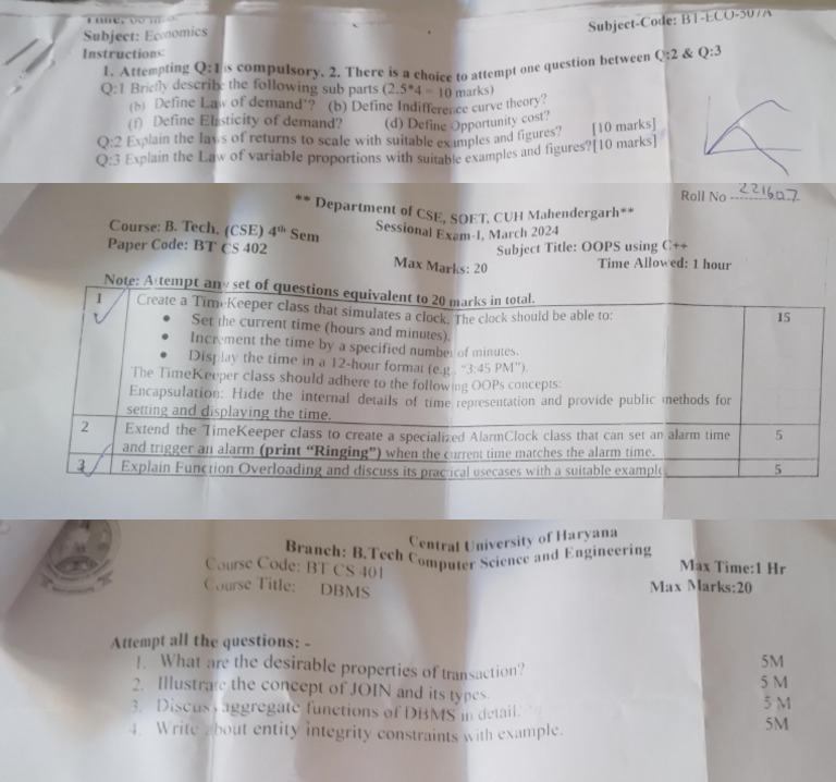 Sessional Papers (Batch 2k22-2k26) | PDF | Mathematics | Computer Programming