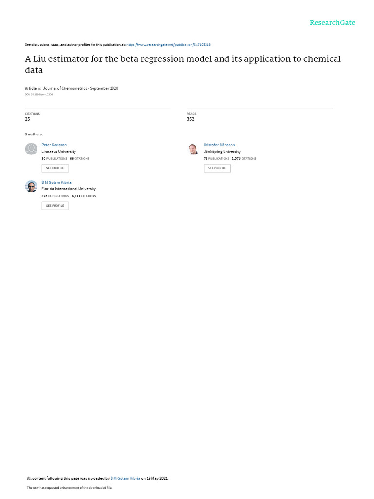 A Liu Estimator For The Beta Regression Model and Its Application To ...