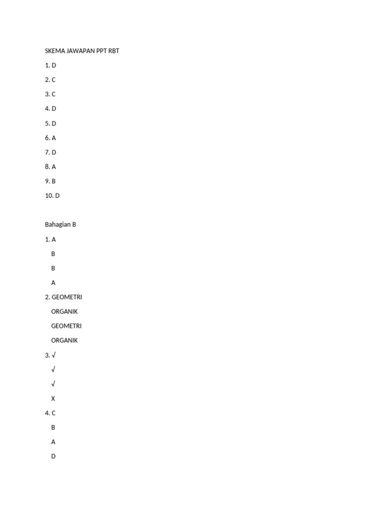 Skema Jawapan PPT RBT 2025 | PDF