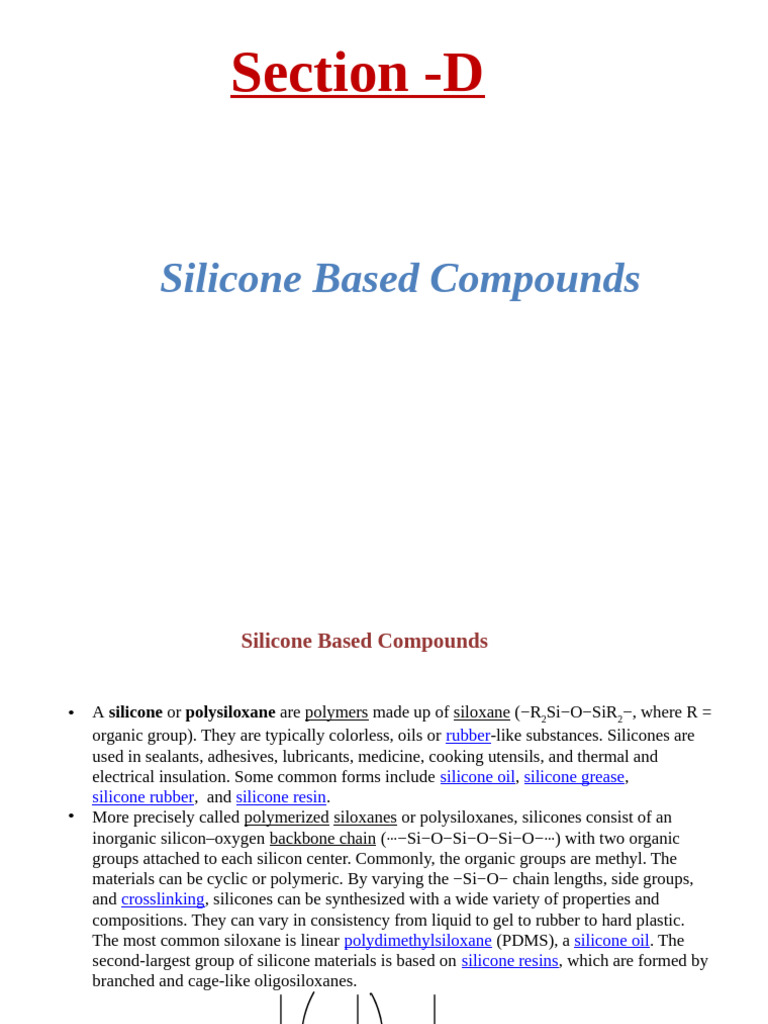Overview of Silicone Compounds and Uses | PDF | Silicone | Nanomaterials