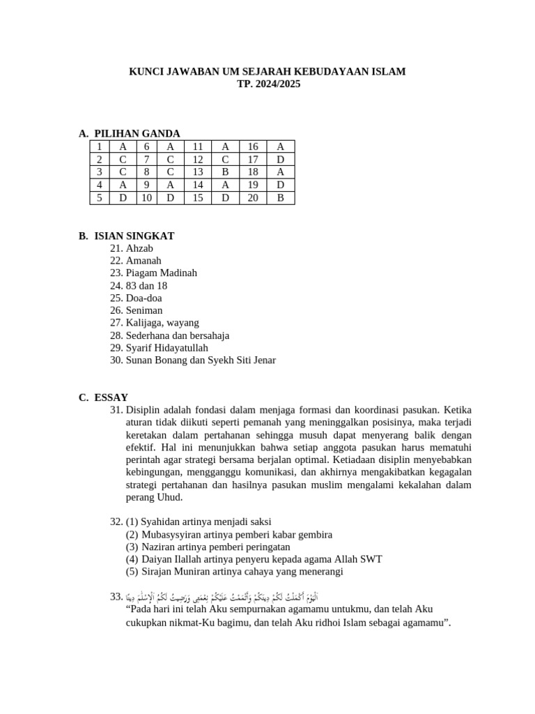 Kunci Jawaban Um Ski TP 2024-2025 Bu Yani | PDF