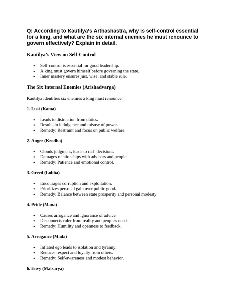 Six Internal Enemies of King | PDF