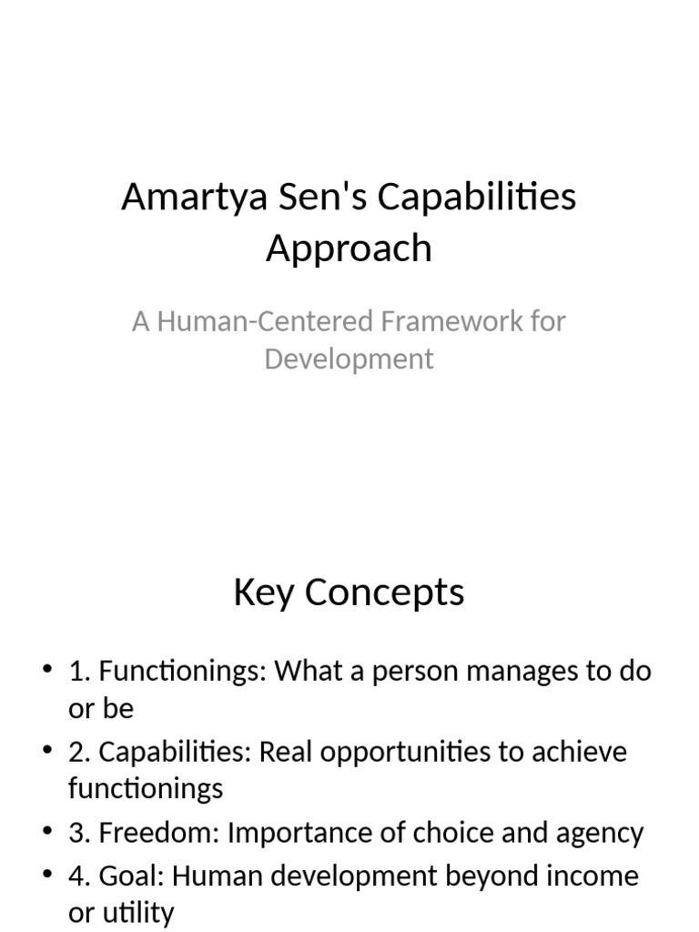 Amartya Sen Capabilities Approach English Graphics | PDF