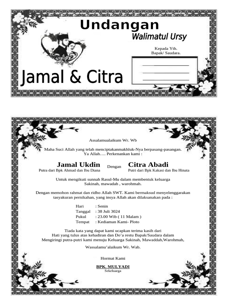 Walimatul Ursy Aidil Besar | PDF