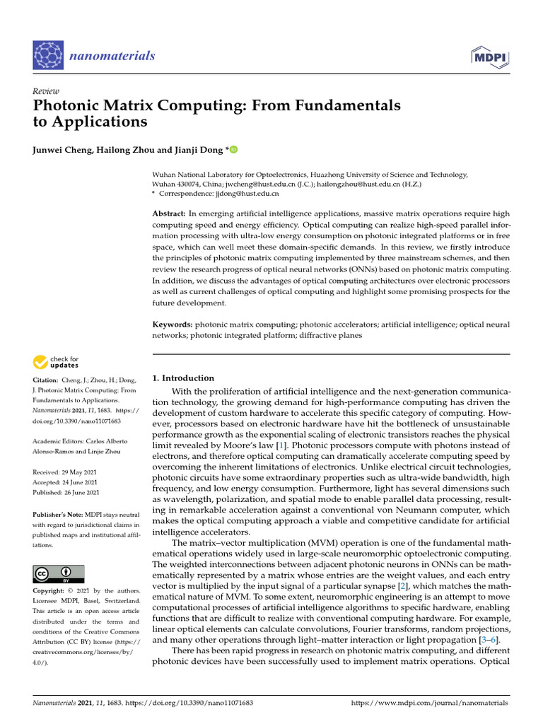 Photonic_Matrix_Computing_From_Fundamentals_to_App (1) | PDF | Computing | Matrix (Mathematics)