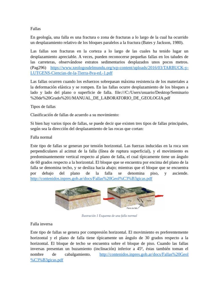 Tipos y Ejemplos de Fallas Geológicas | PDF | Falla (geología) | Fractura