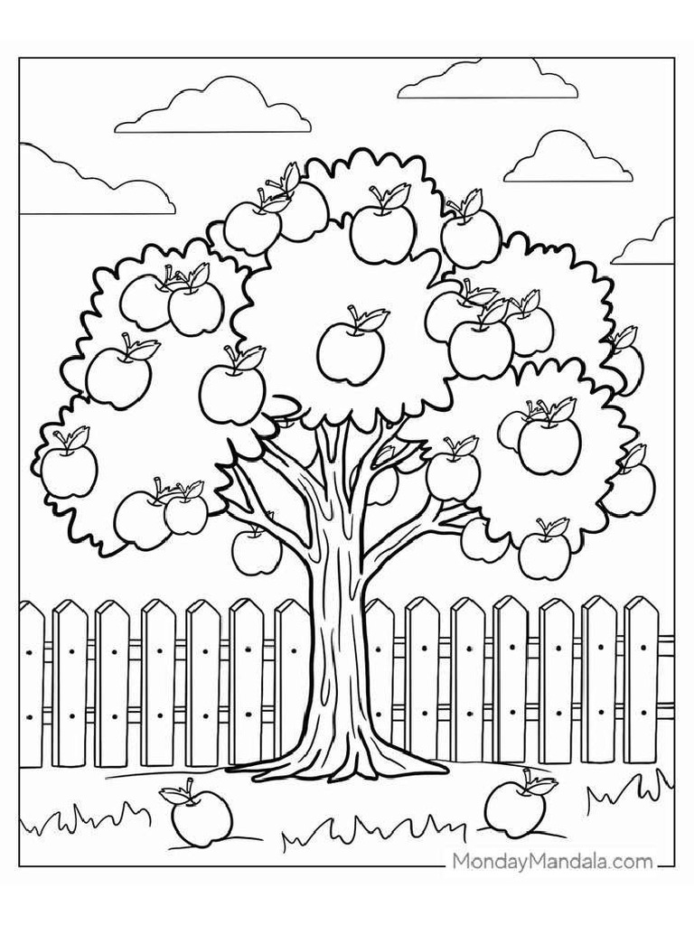 38 Tree Coloring Pages (Free PDF Printables) | PDF