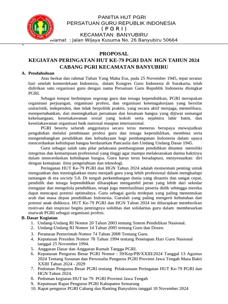 Proposal HUT PGRI 2024 | PDF