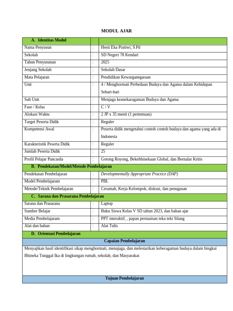 MODUL AJAR HESTI EKA PRATIWI | PDF