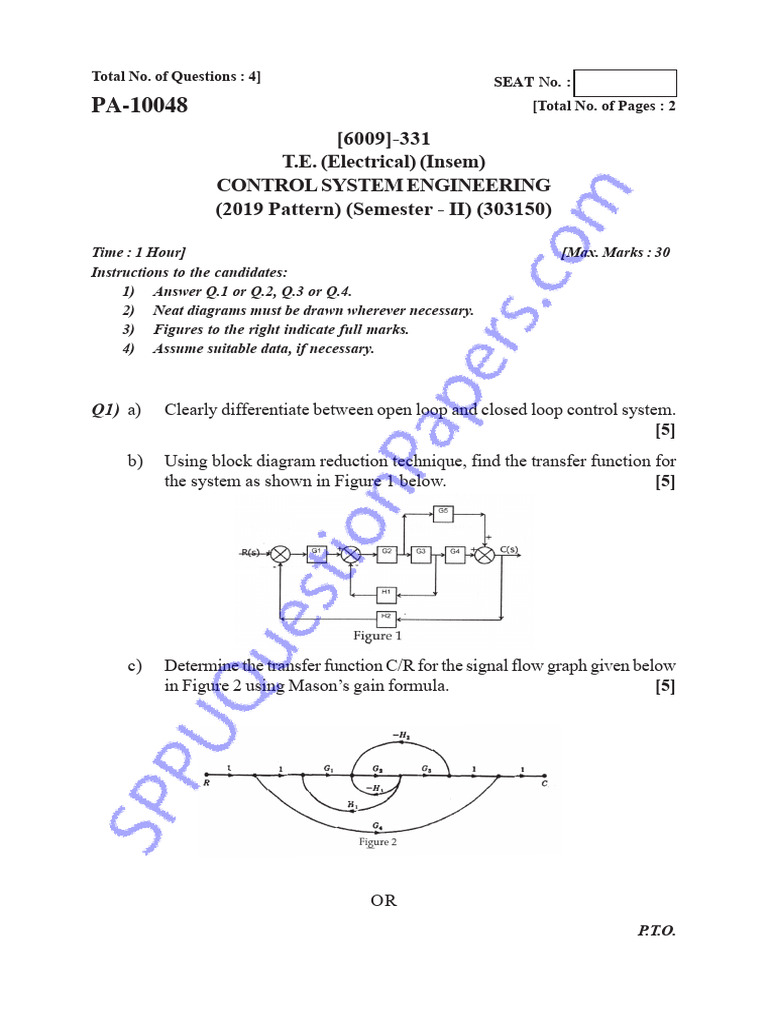 Control System Engineering Exam Questions | PDF | Computer Engineering ...