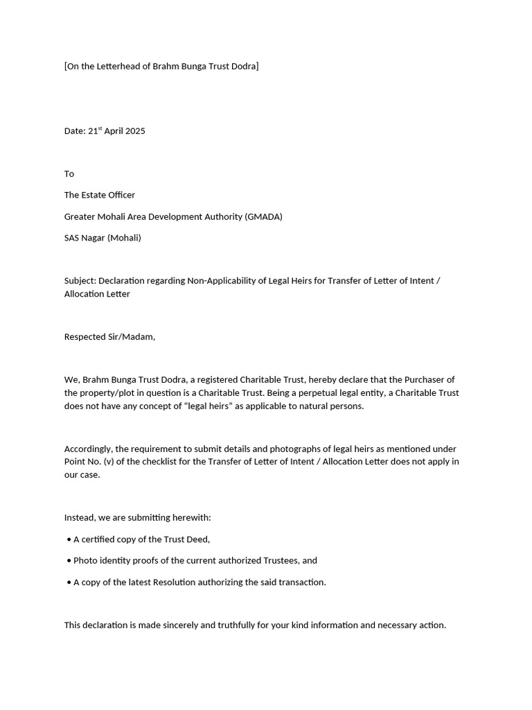 Declaration Letter | PDF